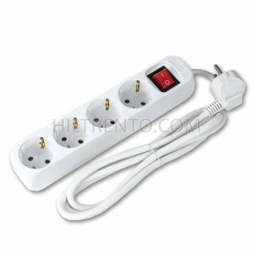 Regleta ladrón múltiple 4 enchufes con interruptor 3680W Cable 1.4 m